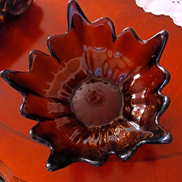 Other | Viking Drip Glass Transparent Amber Brown Mid Century Bowl ...